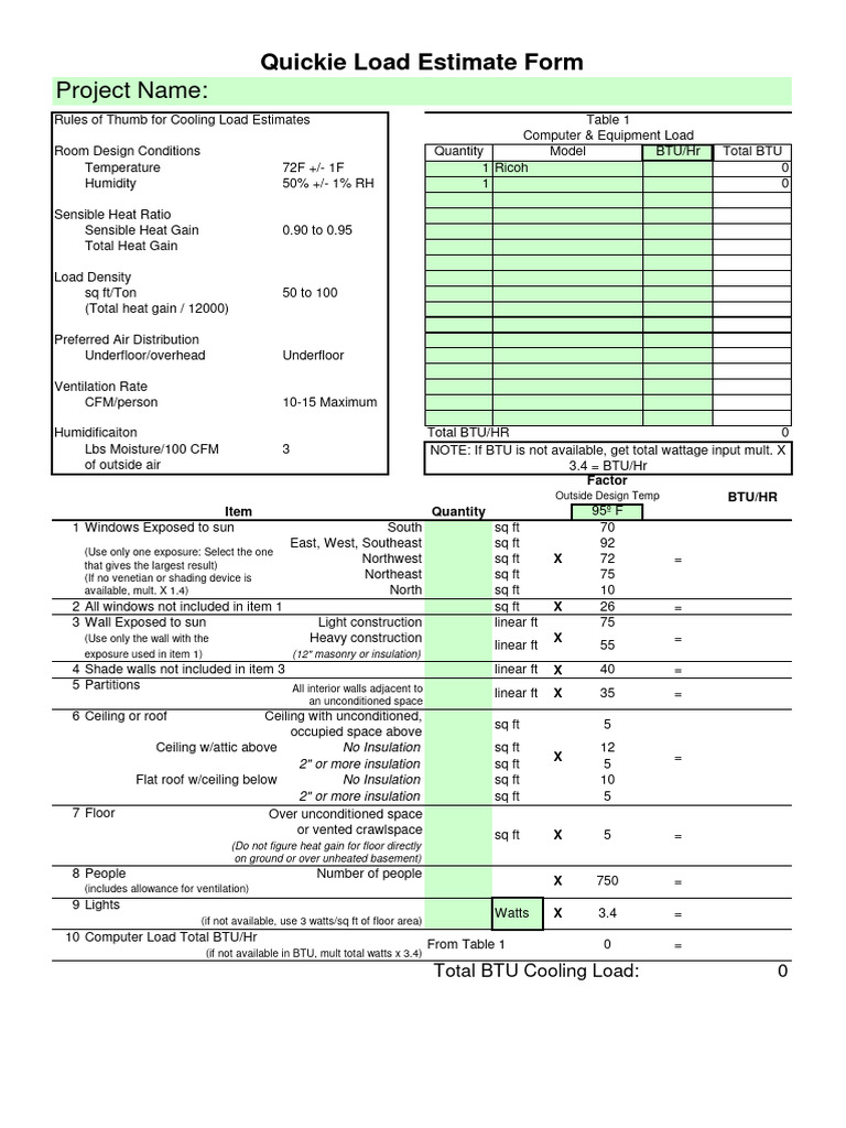 Quickie Load Form Blank | PDF | Basement | Building Insulation