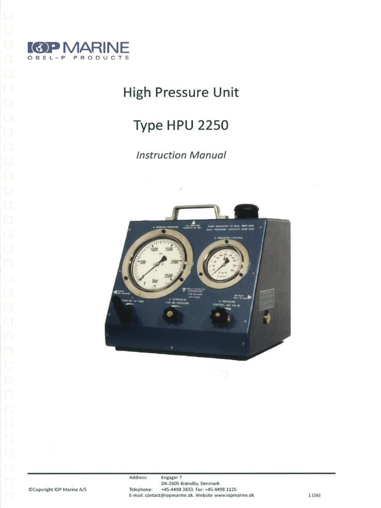 High Pressure Unit Type HPU 2250 | PDF