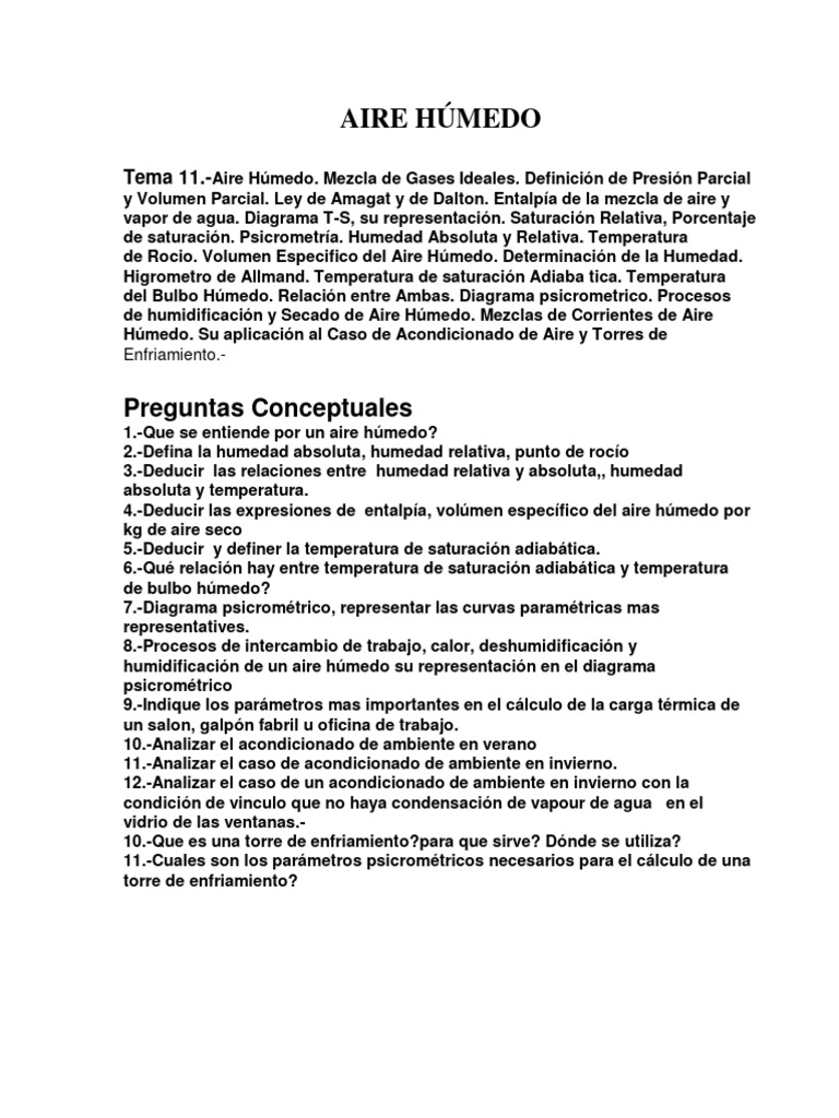 Aire Humedo | PDF | Humedad | Termodinámica