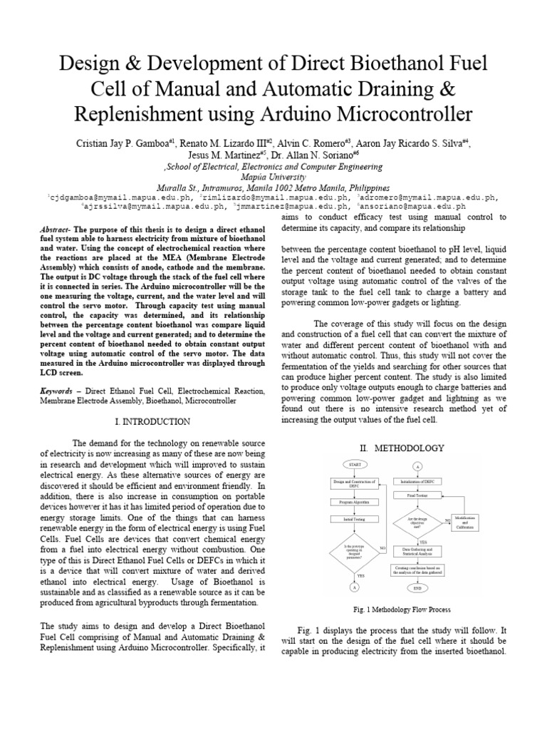 Design & Development of Direct Bioethanol Fuel Cell of Manual and Automatic Draining ...