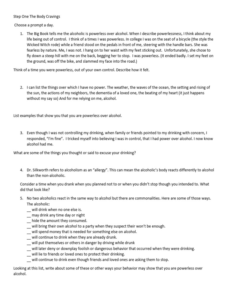 Step One The Body Cravings | PDF | Alcoholism