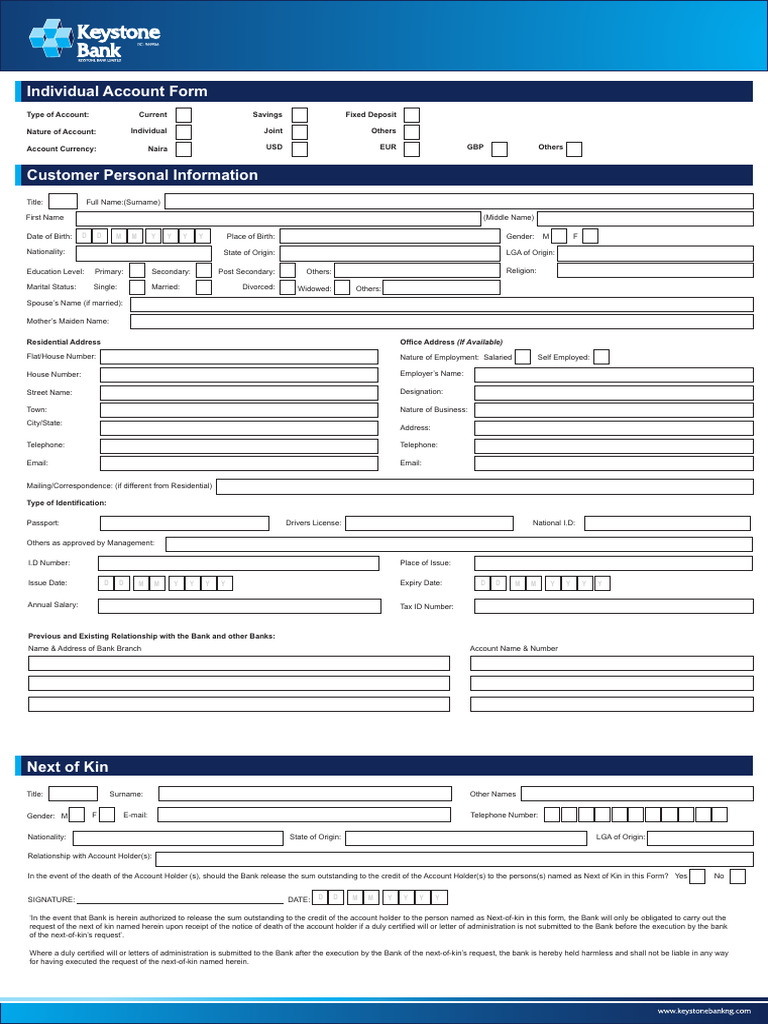Individual Account Form v261011 (Fa) | PDF | Banks | Personal ...