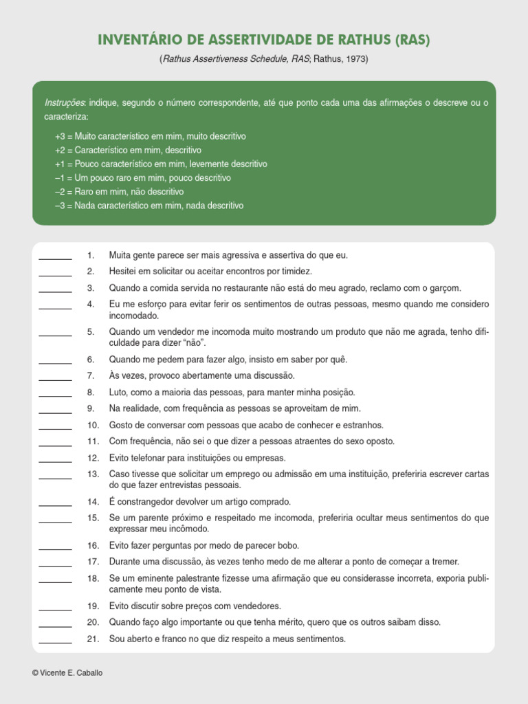 2.3.10 - Inventã¡rio de Assertividade de Rathus | PDF