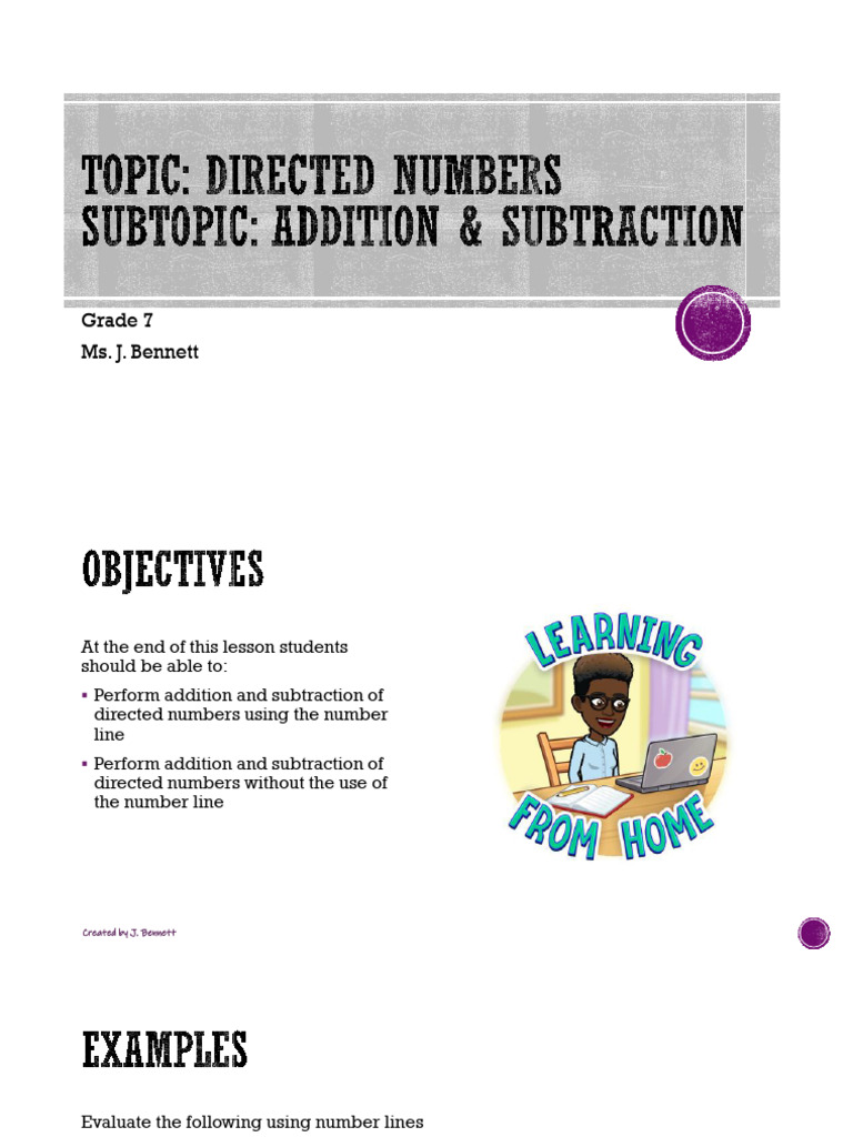 Directed Numbers Addition & Subtraction | PDF