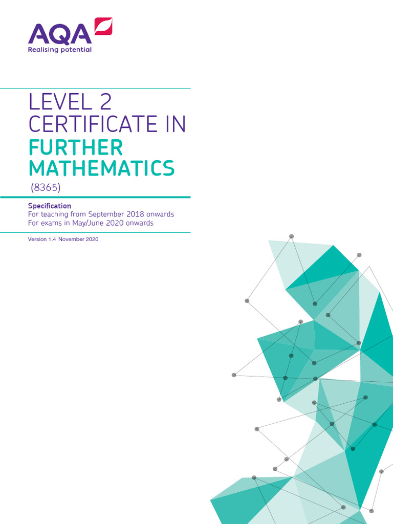 Level 2 Further Mathematics Specification Specification For First ...
