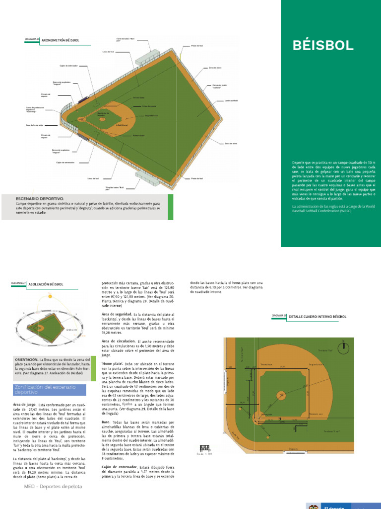Medidas y Diseño de Campos de Béisbol | PDF | Campo de béisbol | Sofbol