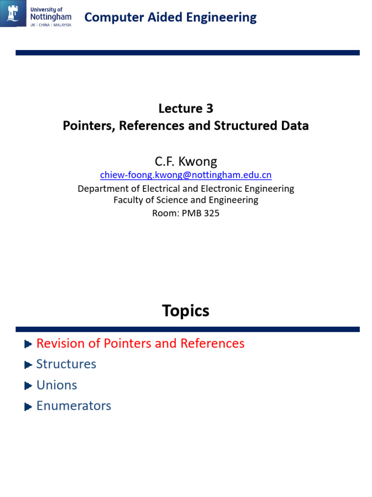 Lecture 3 Pointers Reference And Structured Data Pdf Pointer 2631