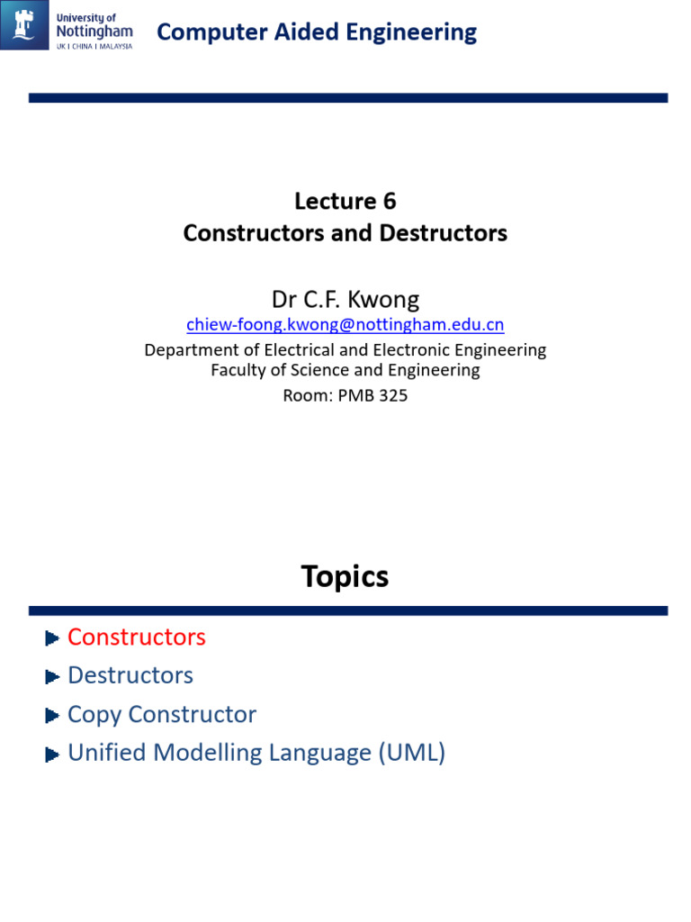 Lecture 5 Constructors And Destructors Pdf Constructor Object Oriented Programming 8912