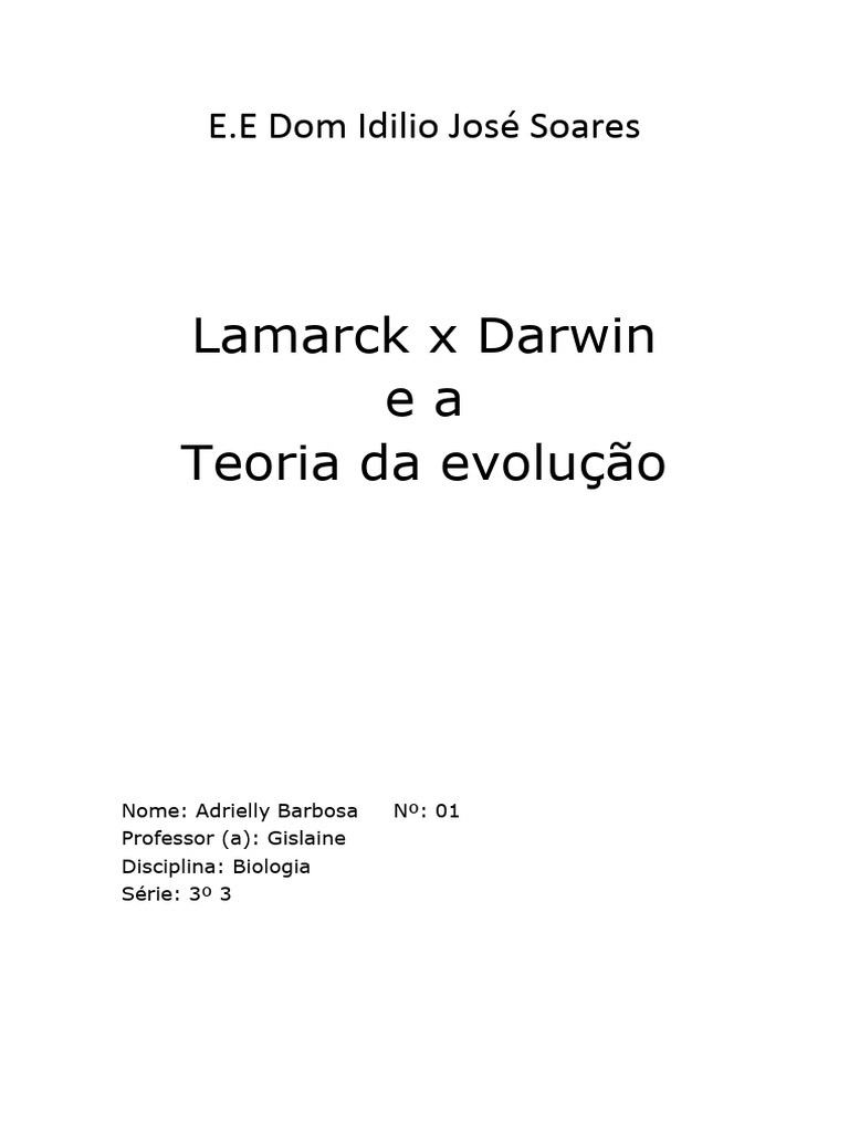Teoria de Lamarck | PDF | Charles Darwin | Alfred Russel Wallace