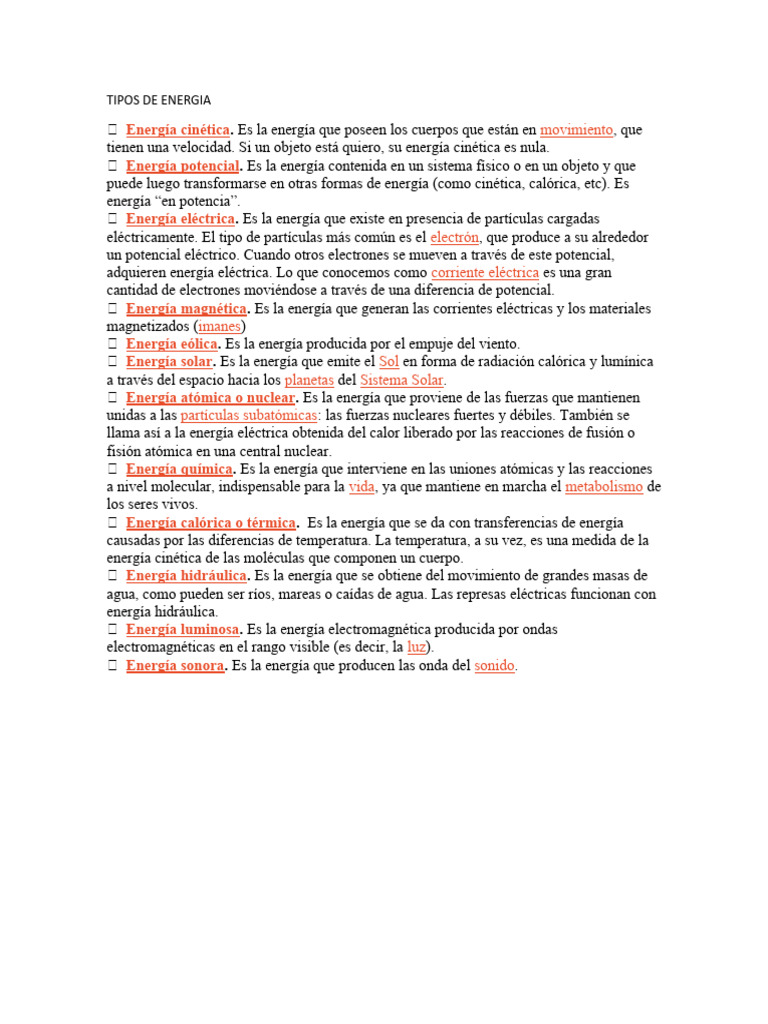 Tipos de Energía: Guía Completa | PDF | Tecnología