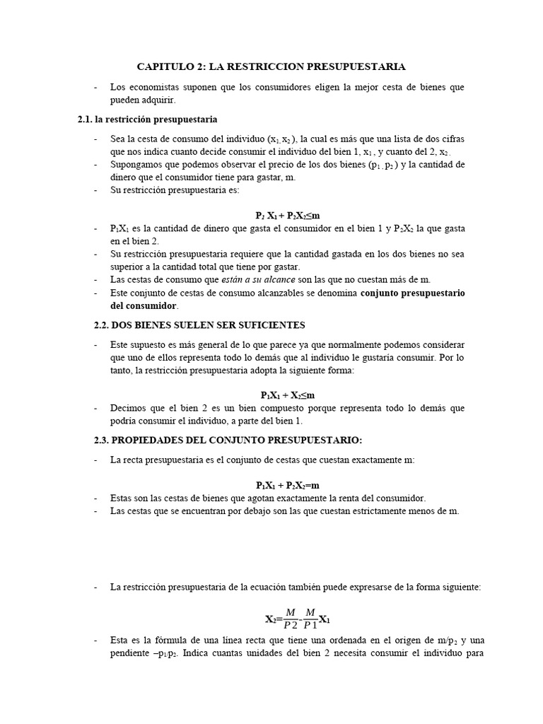 Capitulo 2 Varian Restriccion Presupuestaria | PDF | Impuestos | Precios