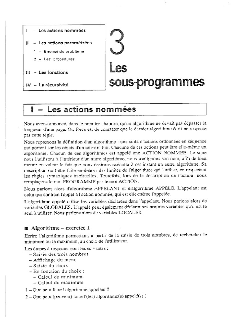 Algorithme - Les Sous Programmes | PDF