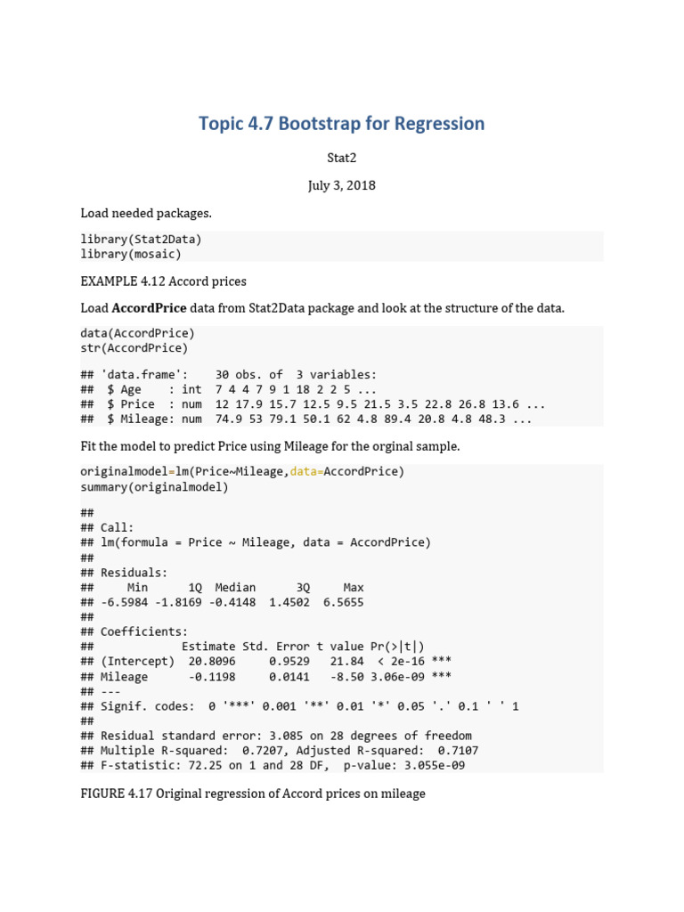 Bootstrap Regression Analysis in R | PDF | Errors And Residuals | Statistical Inference