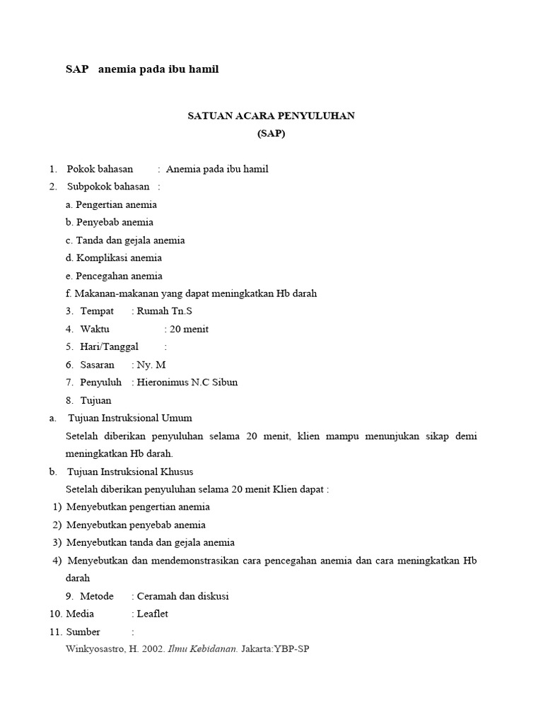 SAP Anemia Pada Ibu Hamil | PDF | Sains & Matematika