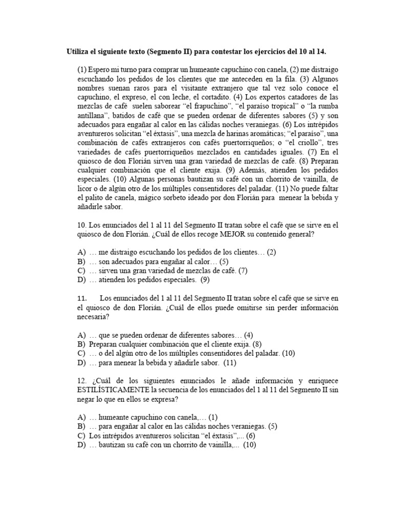 Segmento 2 - Redacción | PDF | café | Alimentos