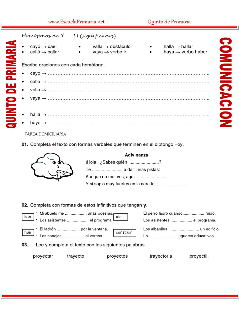 Escritura-de-Y-Ll-para-Quinto-de-Primaria 2 | PDF | Lingüística | Idiomas