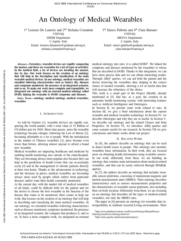 An_Ontology_of_Medical_Wearables | PDF | Wearable Technology | Resource Description Framework