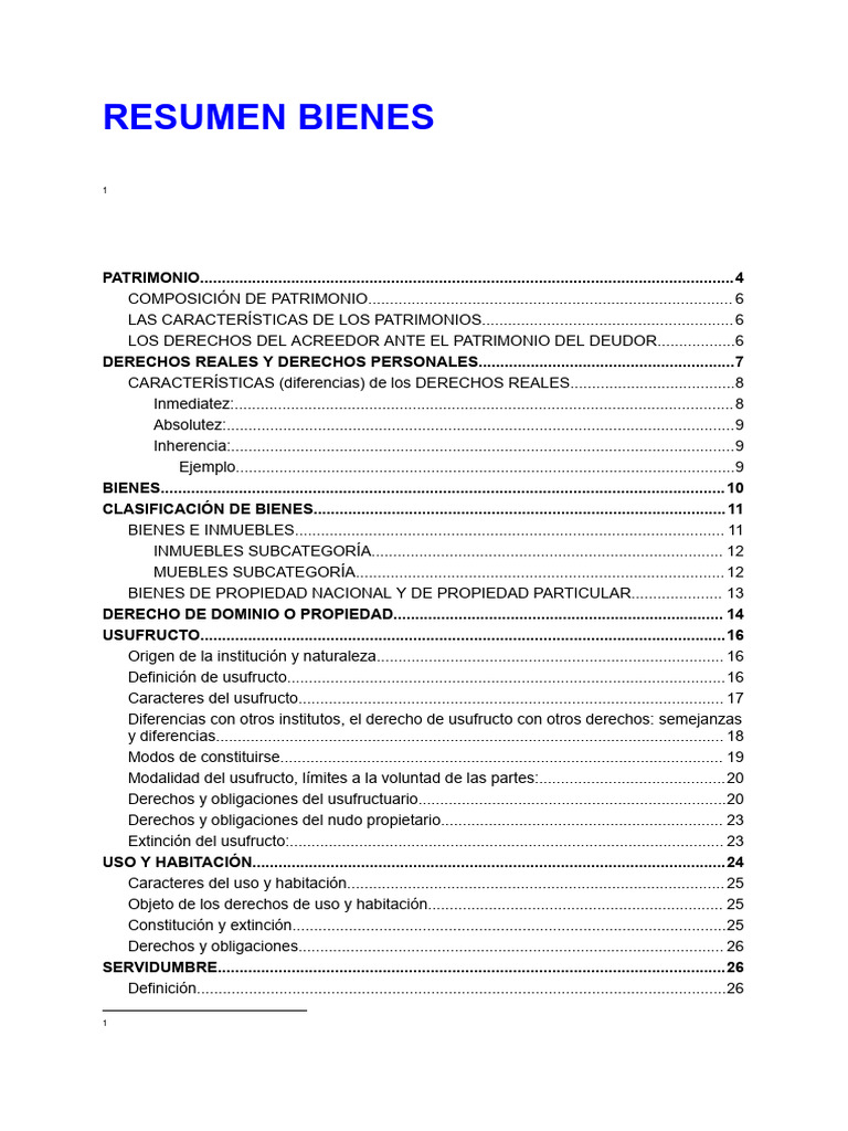 RESUMEN PRIMER PARCIAL DE BIENES | PDF | Propiedad | Bienes (Ley)