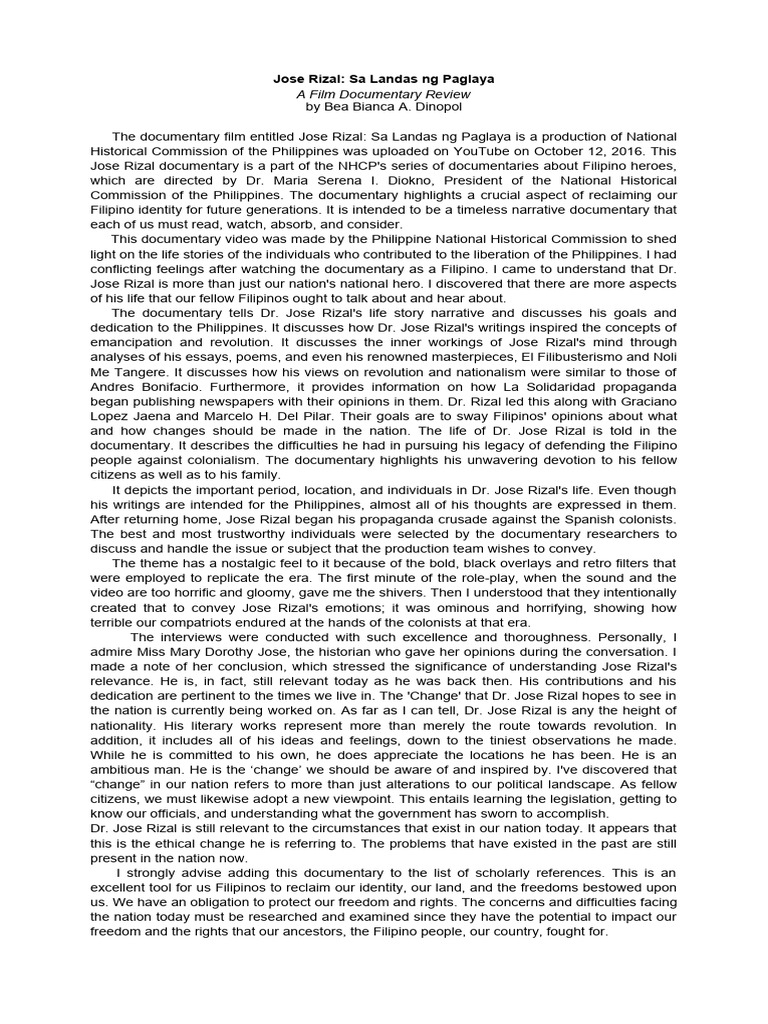 Jose Rizal - Sa Landas NG Paglaya | PDF