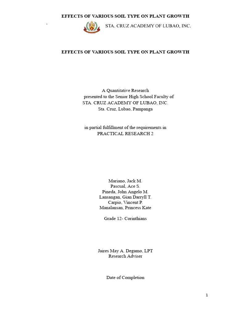 Quantitative Research Final Paper Group6 | PDF | Soil | Silt