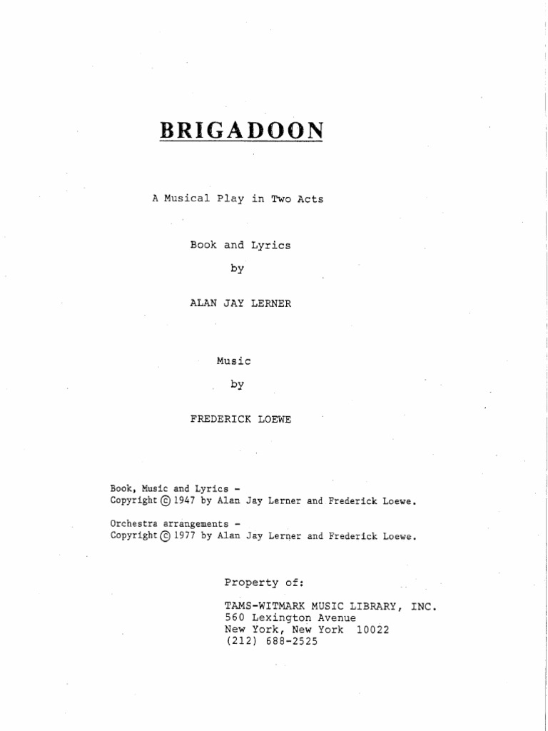 Brigadoon LIBRETTO (A-) | PDF