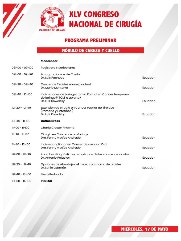 Programa Preliminar Congreso Cirugia | PDF