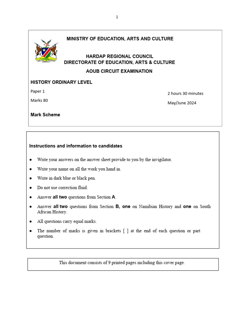 Grade 11 History Exam Paper 1 2024 | PDF | Namibia | Nelson Mandela