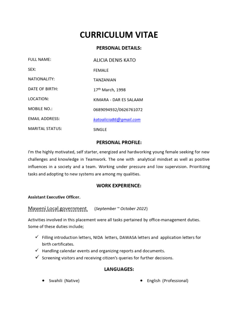 Alice Curriculum Vitae (1) (1) | PDF