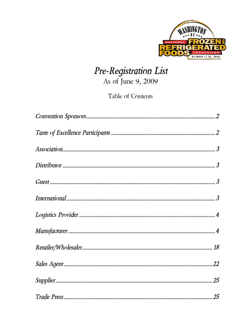 Pre Registration List | PDF | Food Industry