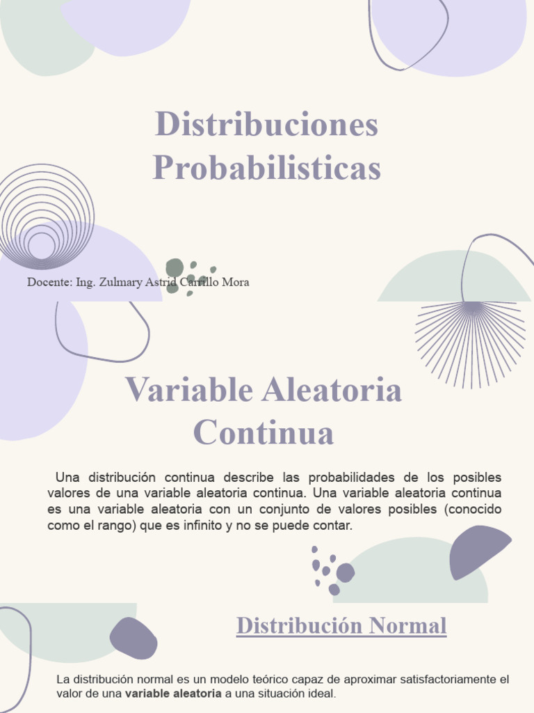 Distribuciones Probabilisticas_ Variable Aleatoria Continua | PDF | Teoría de la estimación ...
