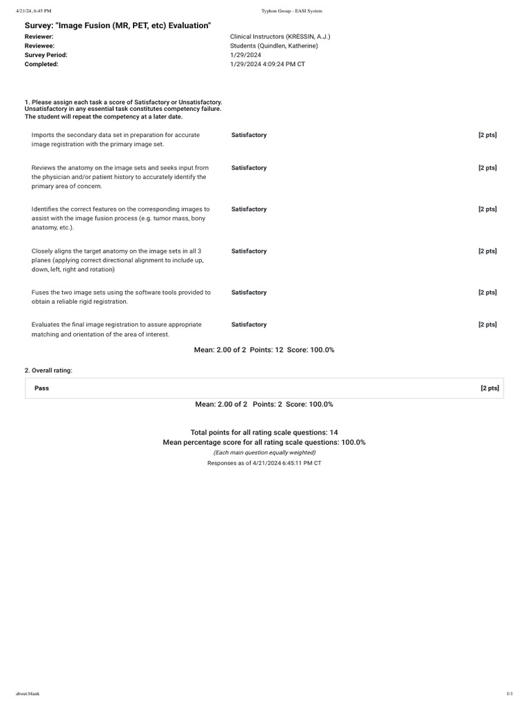 Quindlen Fusion Evaluation | PDF | Ct Scan | Medicine