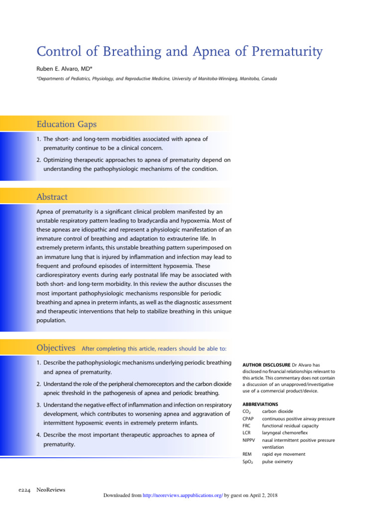 Control Respiratorio y Apnea Rnpt. Neorew | PDF | Breathing | Apnea