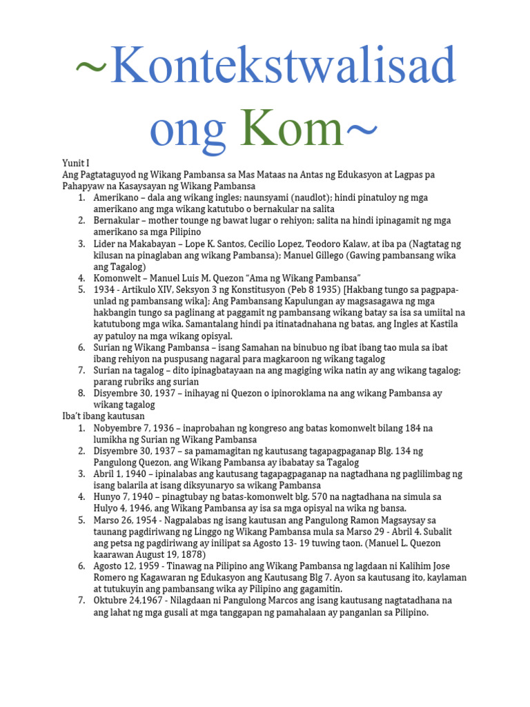 Fili_101_-_Kontekstwalisadong_Komunikasyon_sa_Filipino | PDF Fili_101_-_Kontekstwalisadong_Komunikasyon_sa_Filipino | PDF