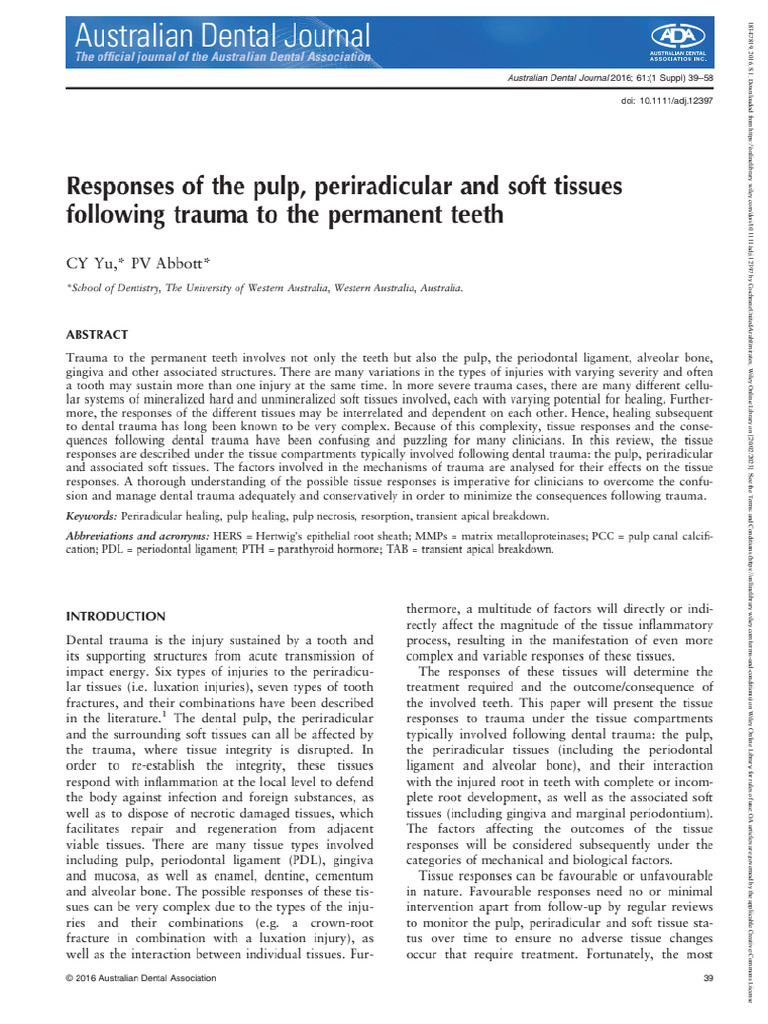 6 - Responses of The Pulp, Periradicular and Soft Tissues | PDF
