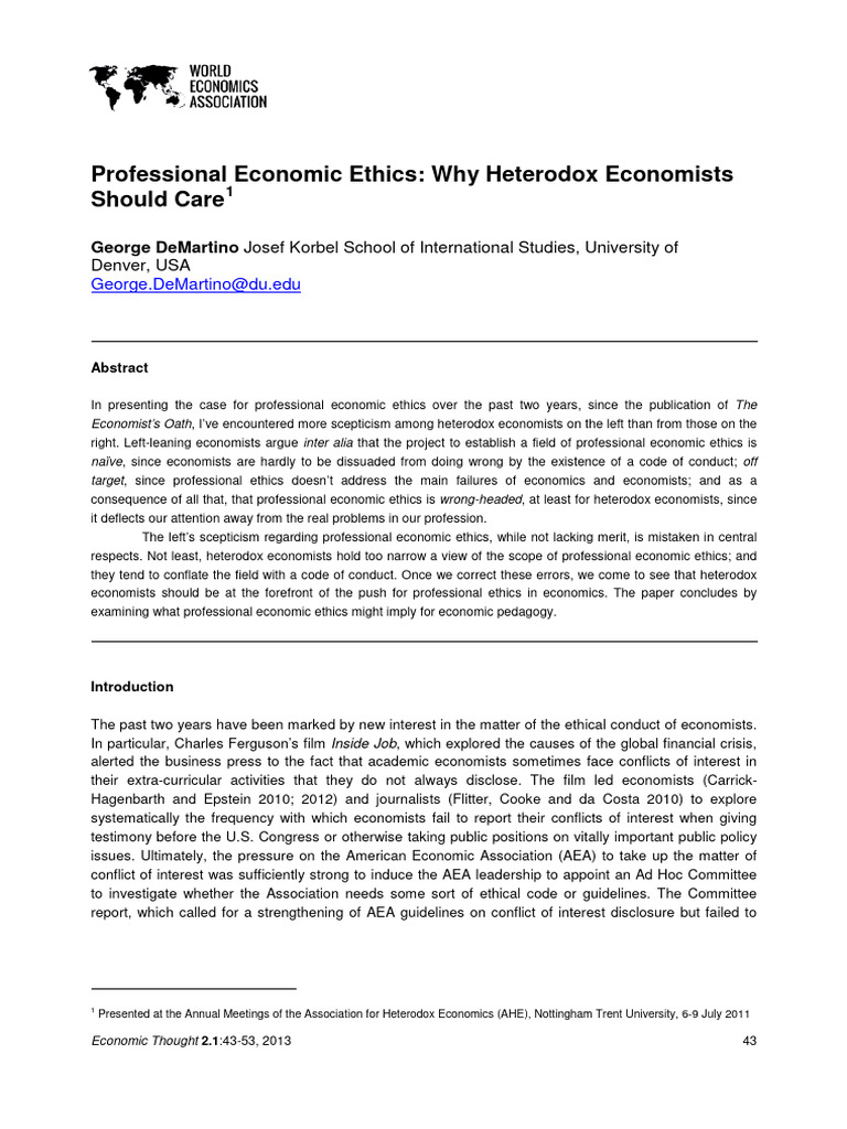 DeMartino - Professional Economic Ethics | PDF | Economics ...