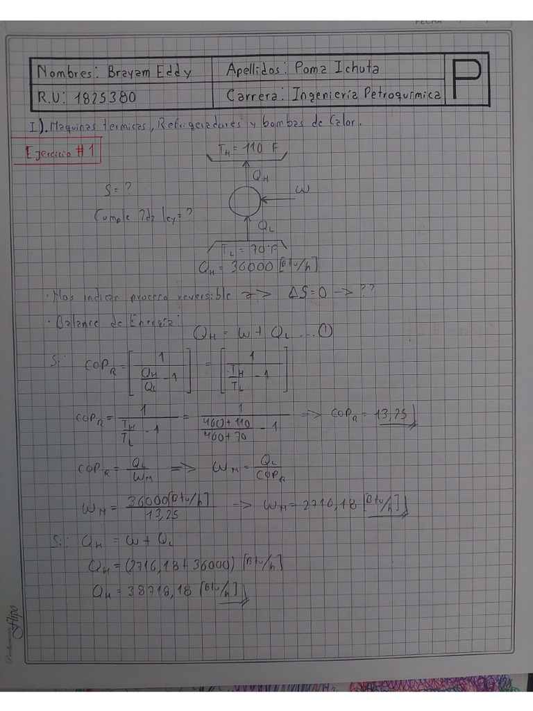 Practica Termo Ej 1 Al 10 BEPI | PDF