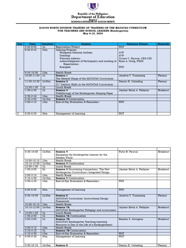 DTOT Matrix Kindergarten Final | PDF | Procedural Knowledge | Human ...