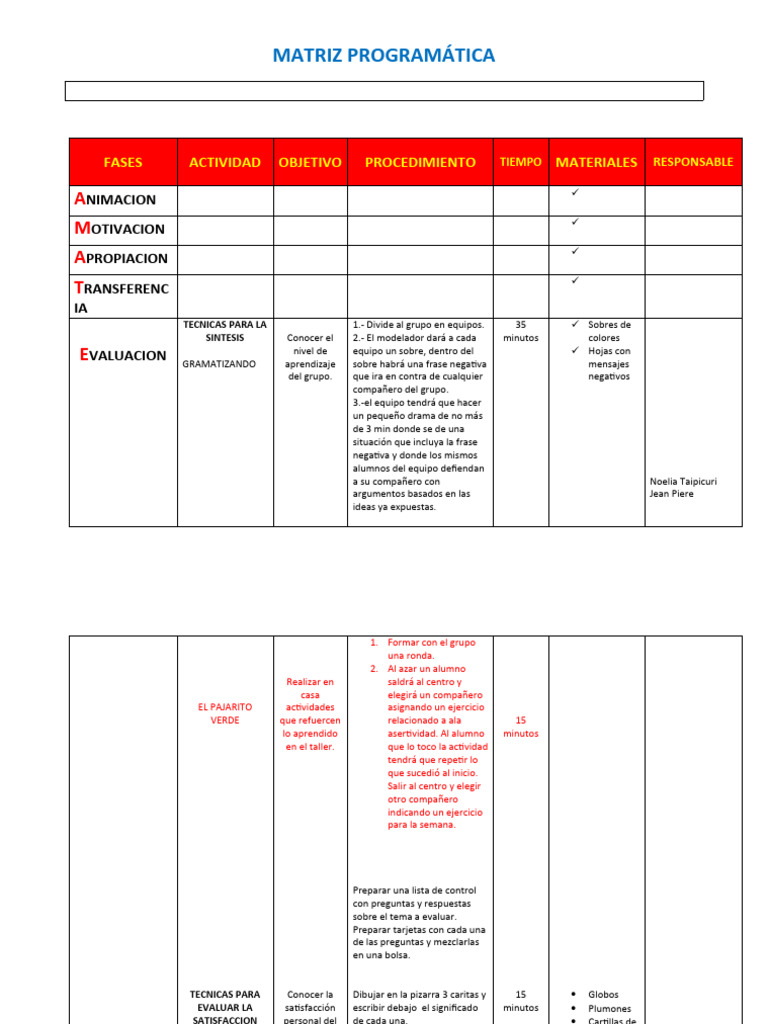 Matriz Programatica | PDF | Ciencia cognitiva | Aprendizaje