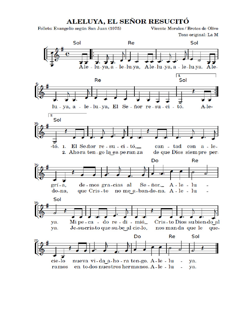 284 Aleluya El Señor Resucitó - Morales - Con Acordes | PDF