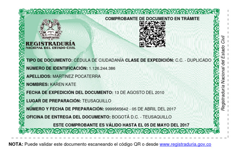 Comprobante de Duplicado de Cédula | PDF
