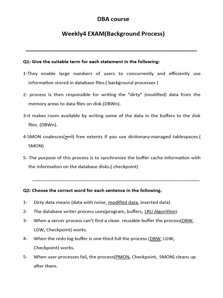 answers of Week4 Exam | PDF