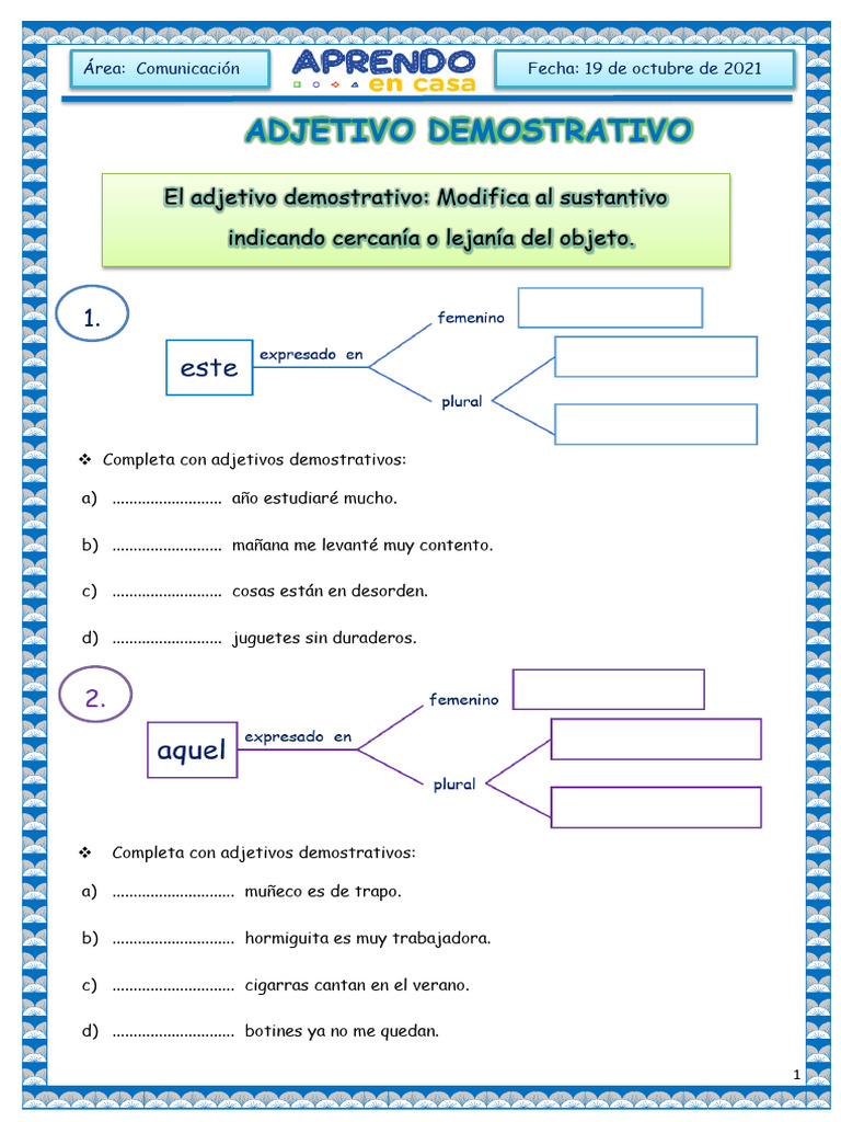 Adjetivos Demostrativos Mila | PDF | Adjetivo | Lingüística