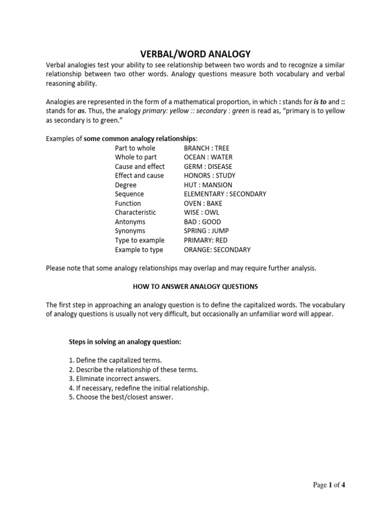 HSETR Word or Verbal Analogy | PDF | Analogy