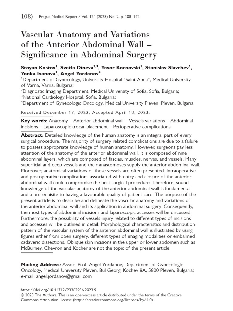 Vascular Anatomy and Variations of The Anterior Abdominal Wall Â ...