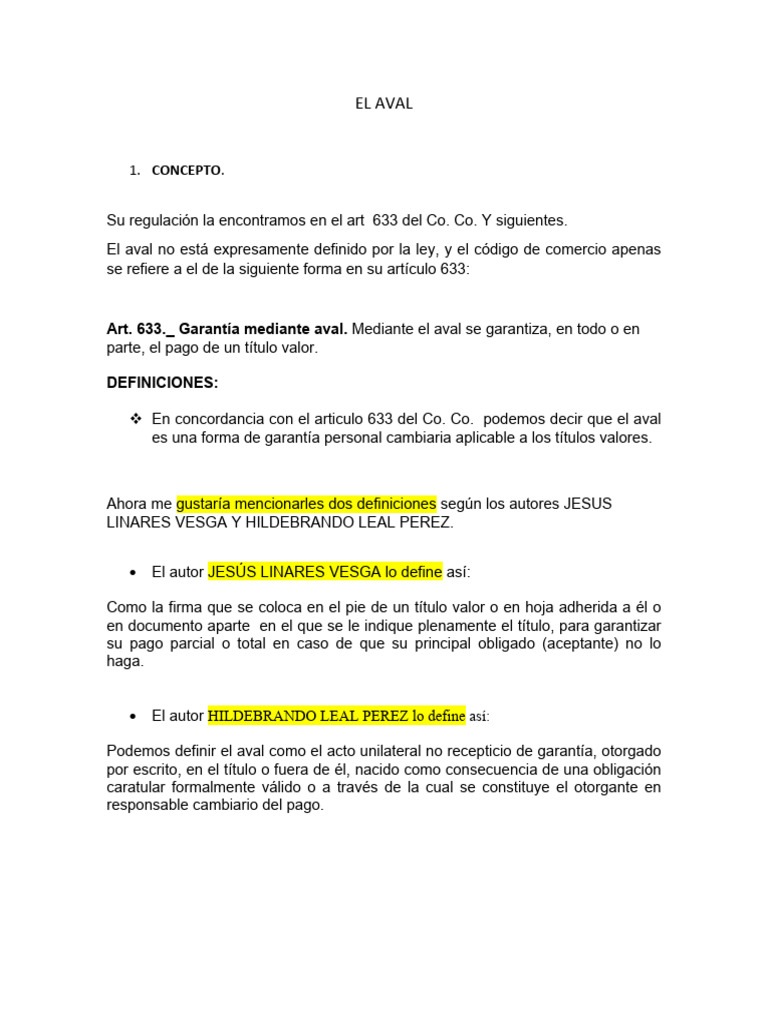 Guía Completa sobre el Aval en Títulos Valores | PDF | Negocios ...