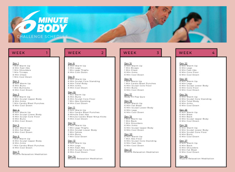 6 Minute Body Calendar | PDF | Musculoskeletal System