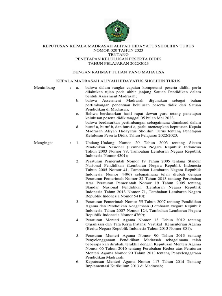 SK Kelulusan 22-23 | PDF