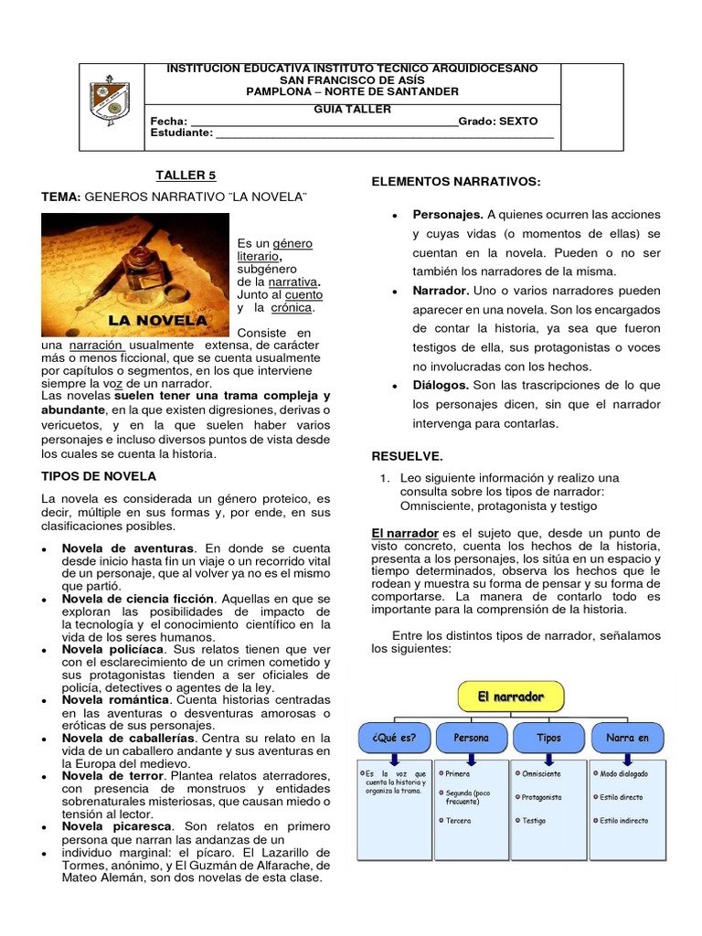 Tipos y Elementos de la Novela | PDF | Narración | Novelas