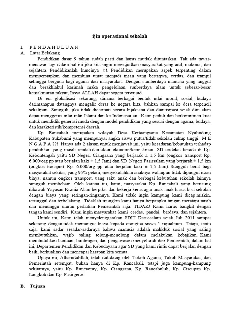 Contoh Proposal Ijin SD | PDF