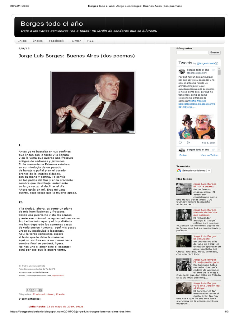 Borges Buenos Aires (Dos Poemas) | PDF